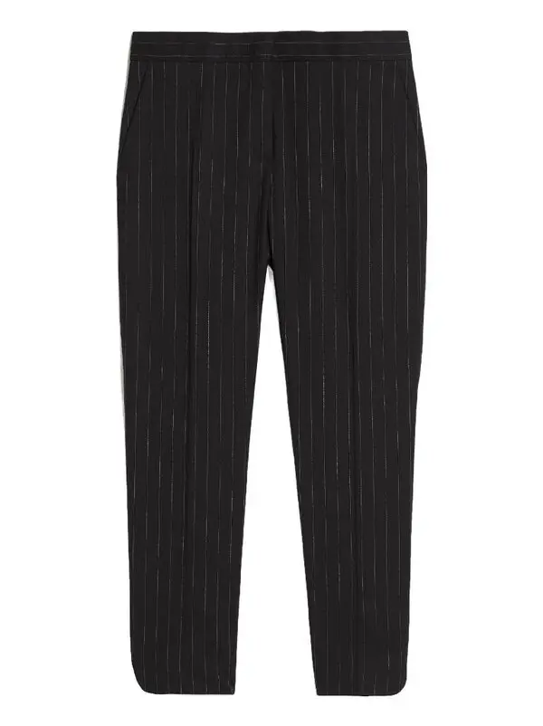 Max Mara Pinstripe Virgin Wool Cigarette Pants - Black