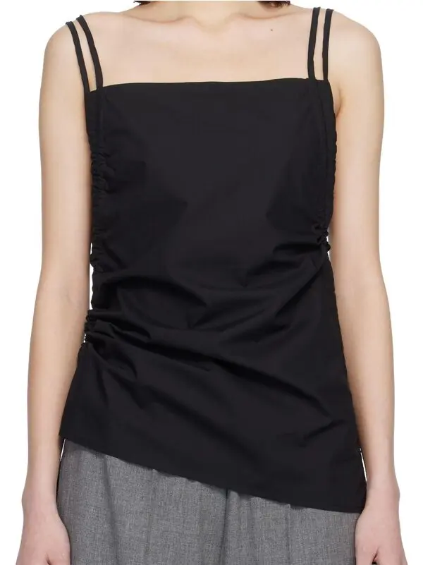 BASERANGE Sleeveless Square Neck Top With Side Ruching - Black