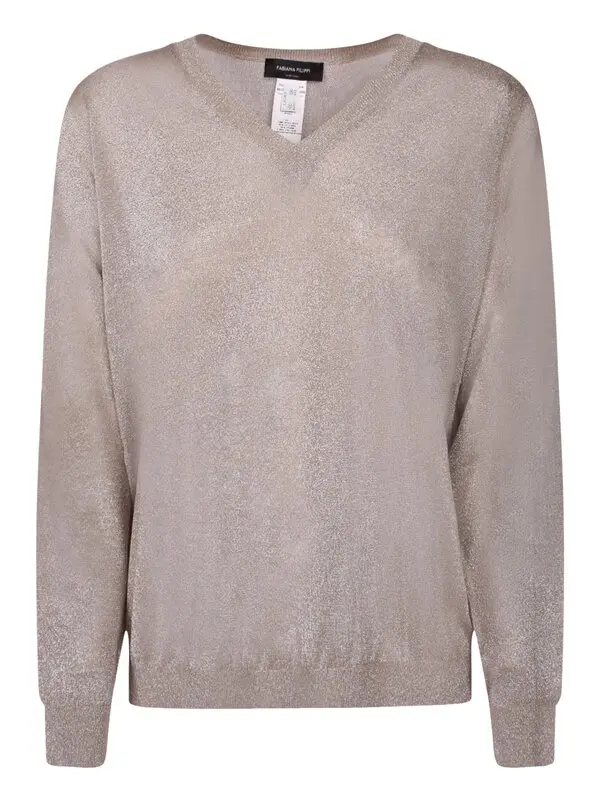 Fabiana Filippi Long Sleeve V-neck Jumper - Nude