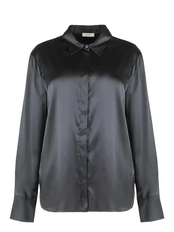 Peserico Glossy Long-sleeve Shirt - Black