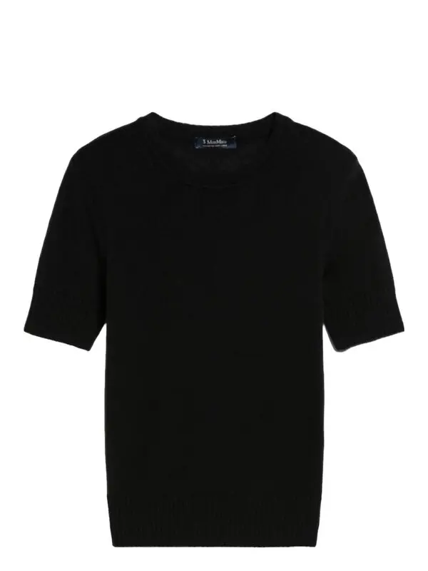 Max Mara Wool Round-neck Short Sleeve Sweater - Black