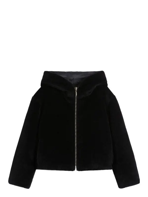 Max Mara Short Reversible Alpaca And Wool Padded Jacket - Black