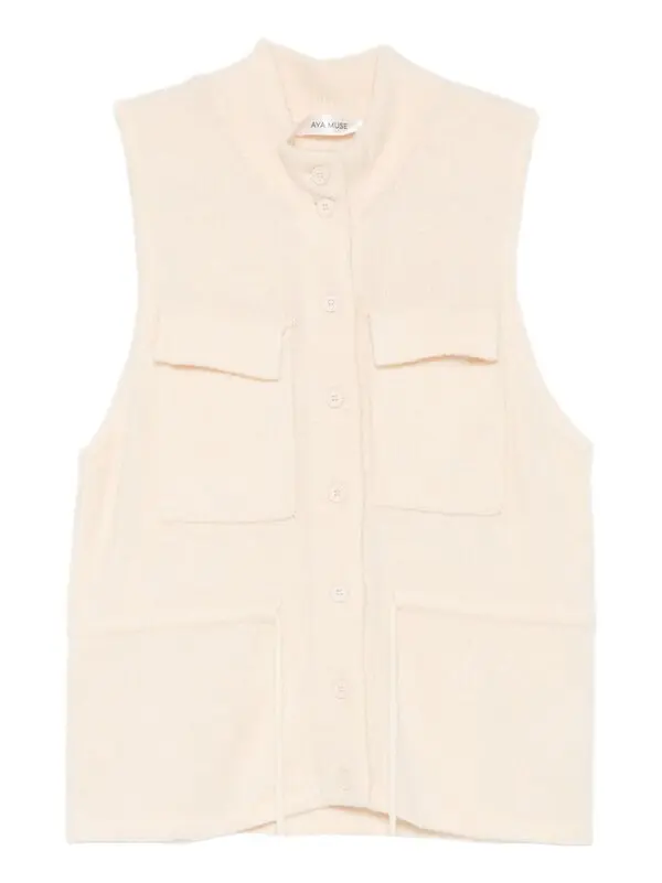 AYA MUSE Flap-pocket Button-up Vest - White