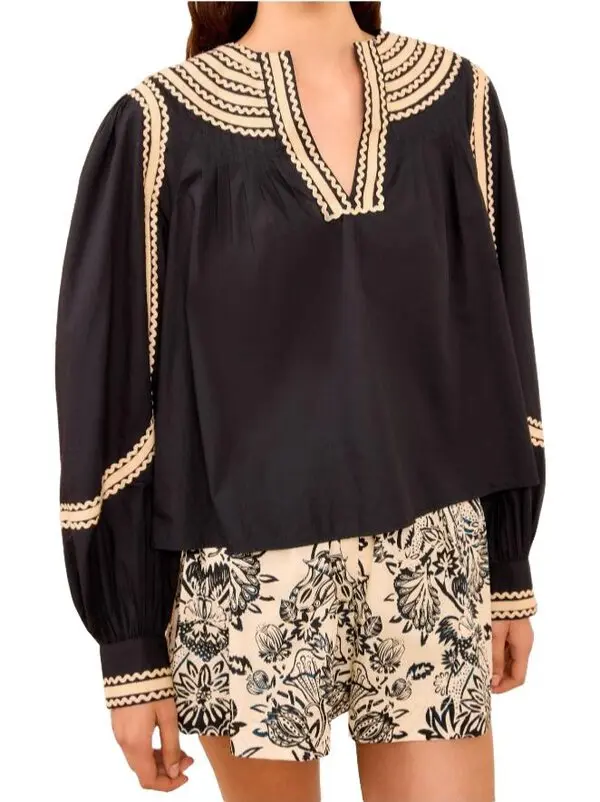 Ulla Johnson Laurenza Long Sleeve Top - Black