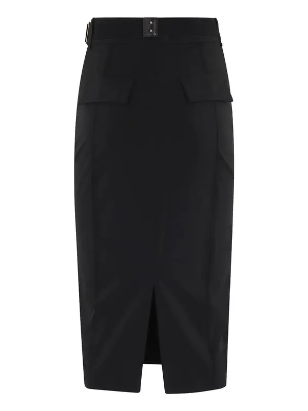 Elisabetta Franchi Belted Pencil Skirt In Technical Bi-elastic Fabric - Black