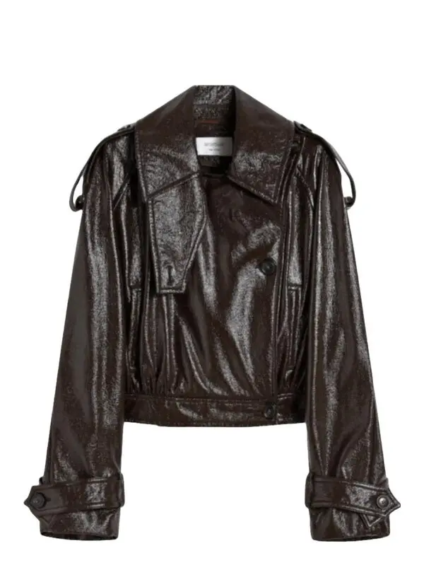 Sportmax Beta Patent Leather-effect Button-up Jacket - Brown