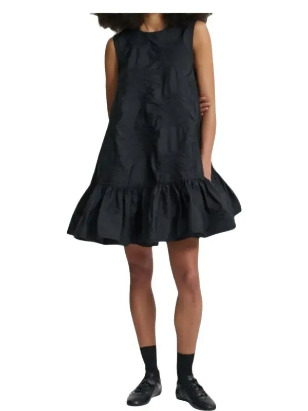 Cecilie Bahnsen Sleeveless Dress With Ruffled Hem - Black