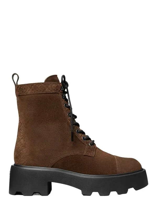Tory Burch Chunky Sole Lace-up Ankle Boots - Cocoa
