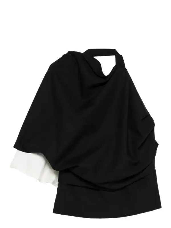 RÓHE Asymmetric Draped One-shoulder Top - Black