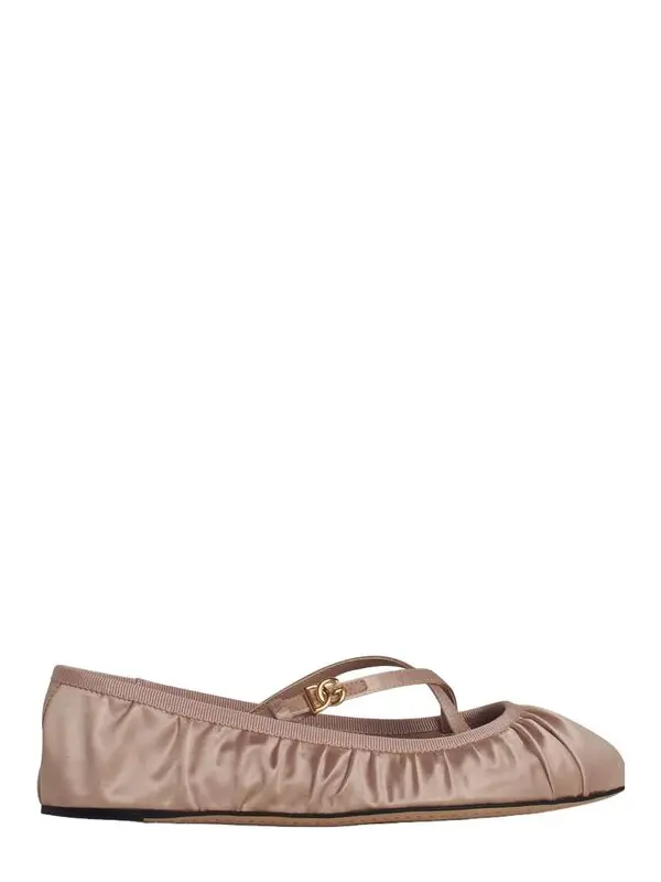 Dolce & Gabbana Ballet Flats With Logo Buckle - Pink