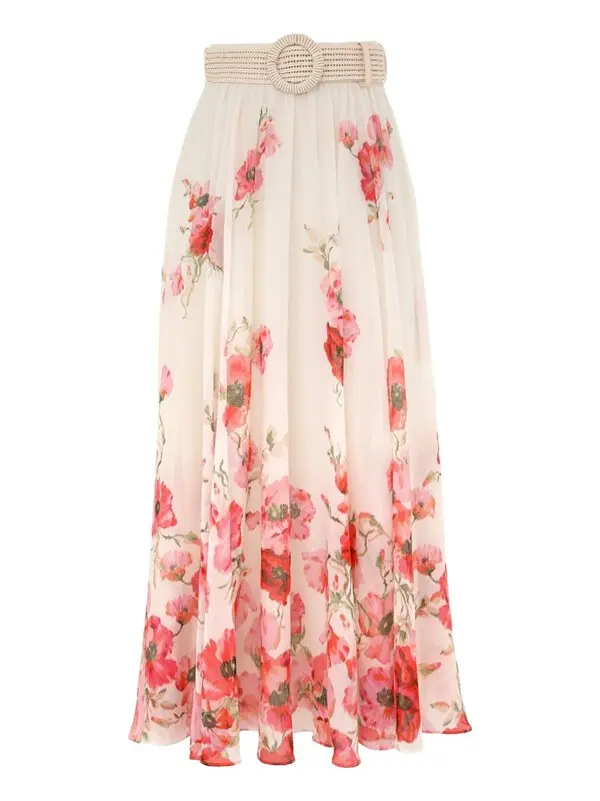 Zimmermann Lightburst Floral Printed Maxi Skirt - White
