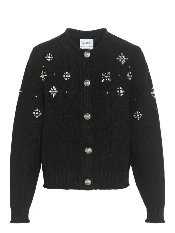BARRIE Embellished Long Sleeve Button Cardigan - Black