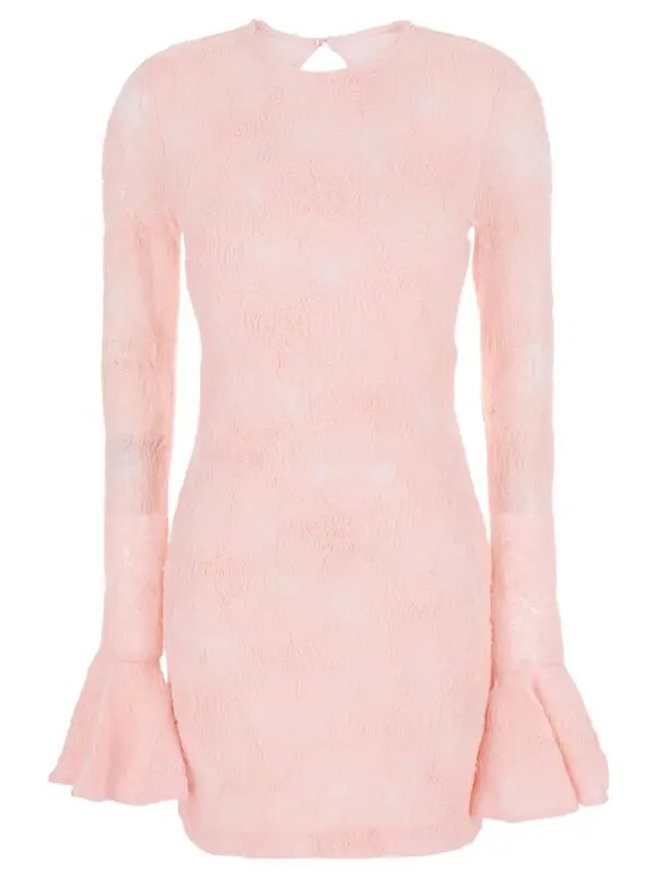 ROTATE BY BIRGER CHRISTENSEN Mesh Frill Mini Dress - Pink