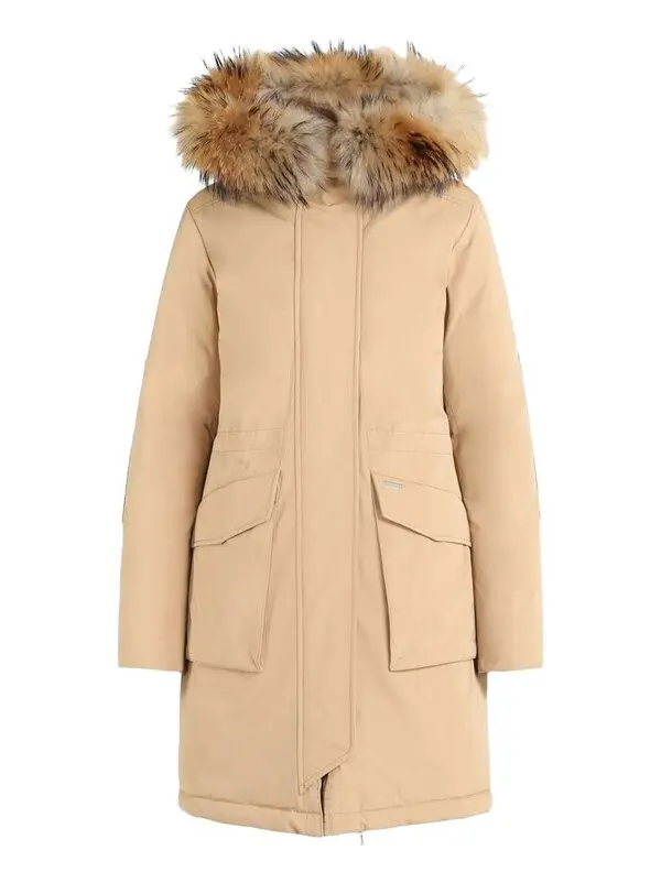 Woolrich Down Parka With Fur Trim - Nude