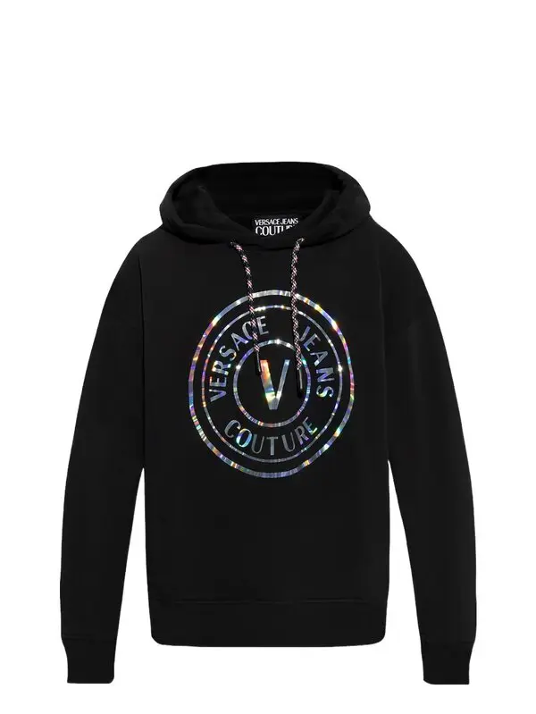 Versace Logo Print Hoodie - Black