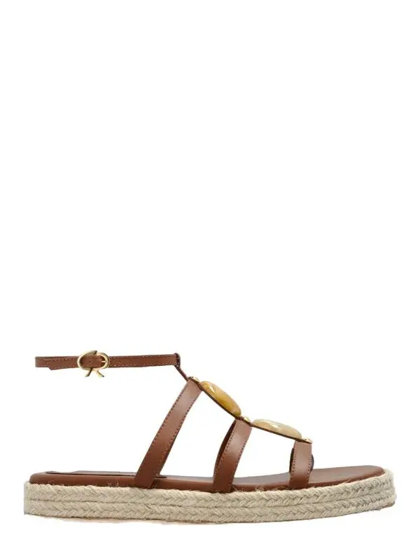 GIANVITO ROSSI Round-toe Buckled Espadrille Sandals With Mineral Stone Embellishments - Brown