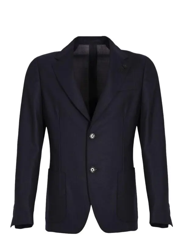 LARDINI Single-breasted Jacket With Lapel Collar And Patch Pockets - Black