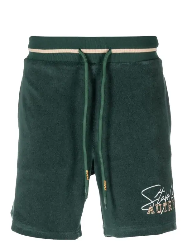 AUTRY Logo Embroidered Cotton-blend Track Shorts - Green