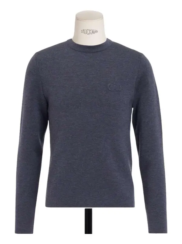 Dior Crewneck Sweater With Embossed Detail - Blue
