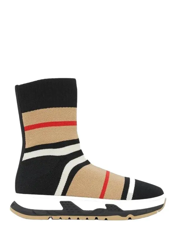 Burberry High-top Knitted Sock Sneakers - Black