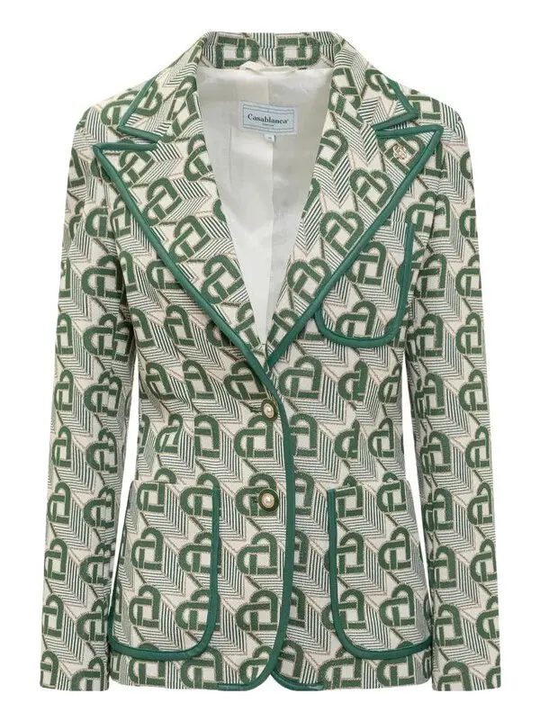 Casablanca Heart Monogram Jacquard Single-breasted Blazer - Gray