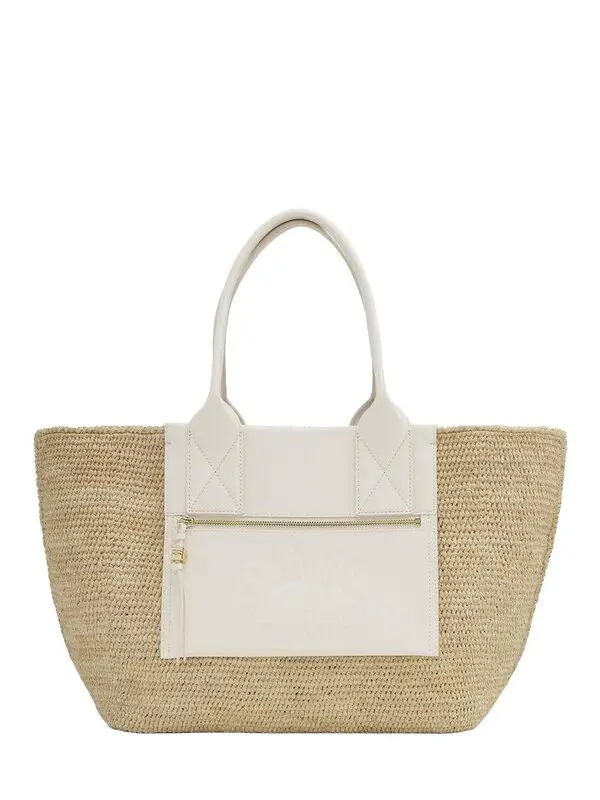 GANNI Raffia Tote Bag - Egret