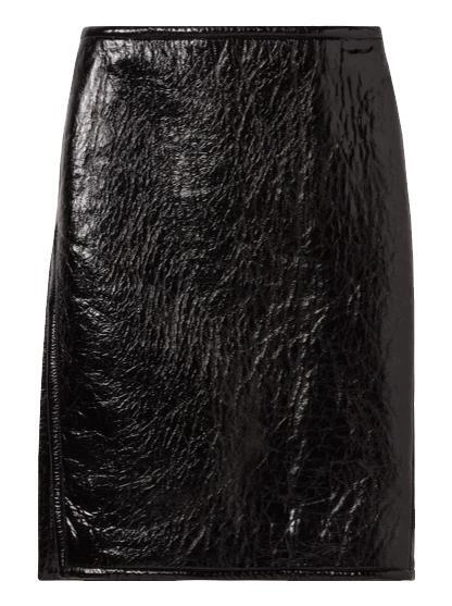 Gucci Shiny Leather Skirt With Side Slit - Black