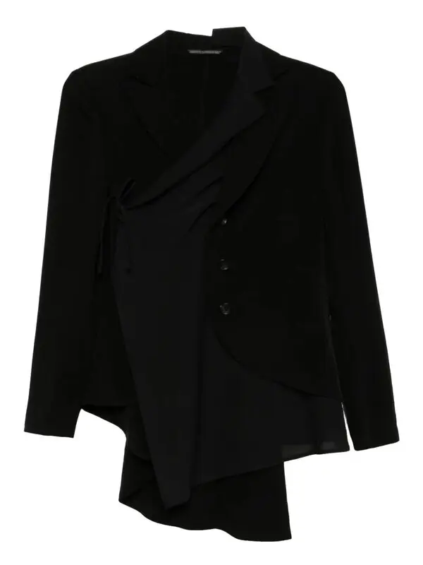 Yohji Yamamoto De Chine Layered Wrap Jacket - Black