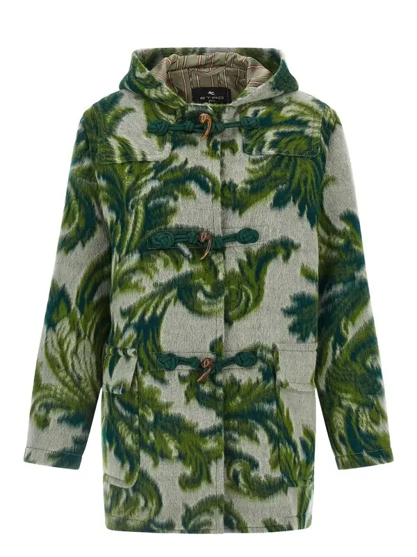 Etro Patterned Toggle Coat - Green