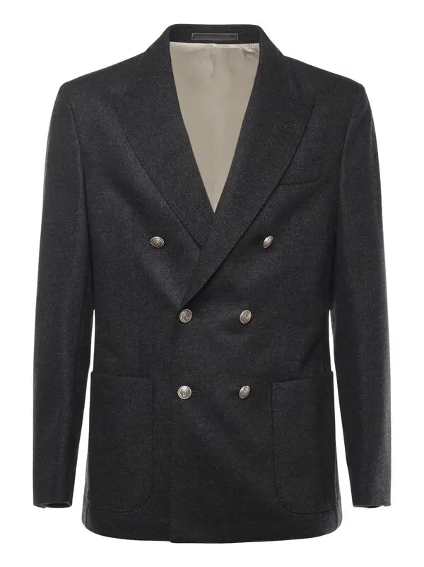 Eleventy Double-breasted Jacket With Lapel Collar - Black