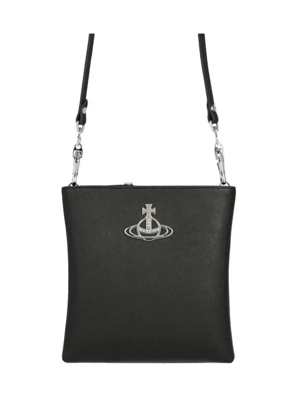 VIVIENNE WESTWOOD Saffiano Square Crossbody Bag - Black