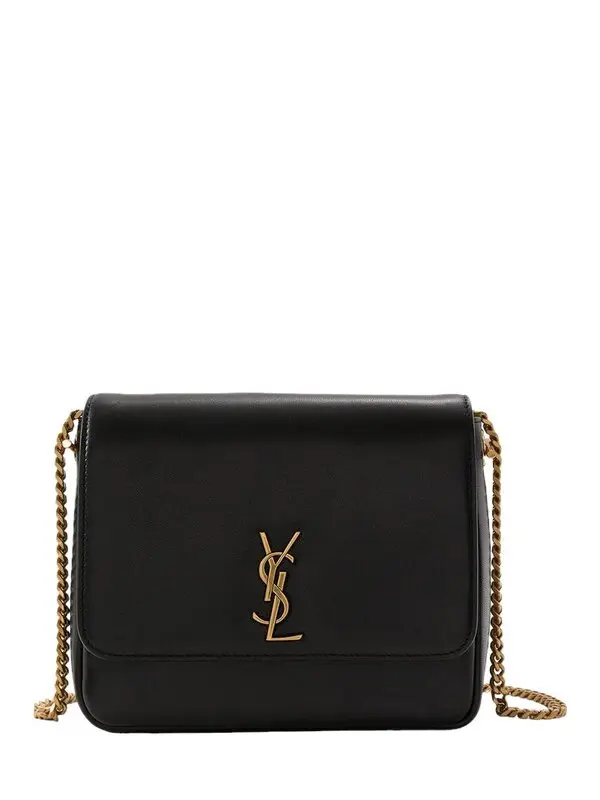 Saint Laurent Kate Logo Plaque Shoulder Bag - Black