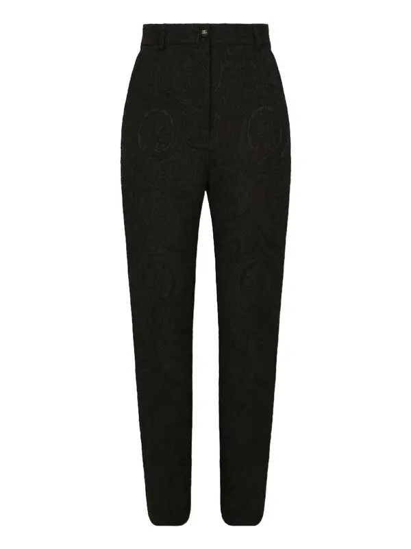 Dolce & Gabbana High-waisted Jacquard Straight Leg Pants - Black