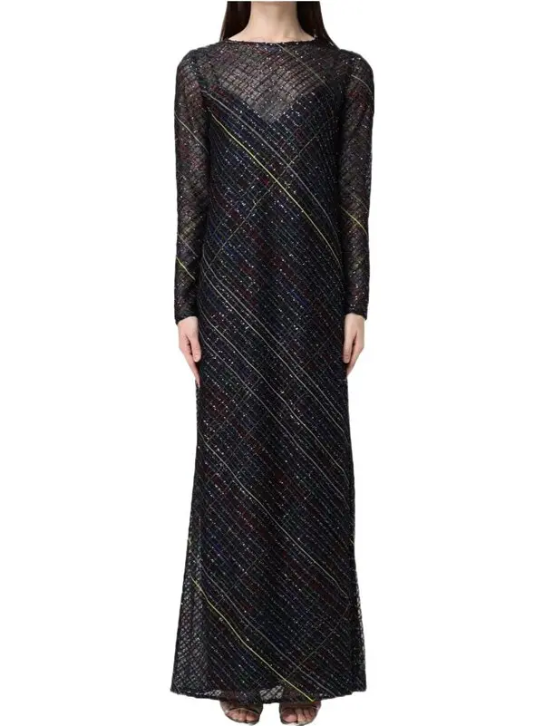 Missoni Long Sleeve Sequin Embellished Maxi Dress - Black
