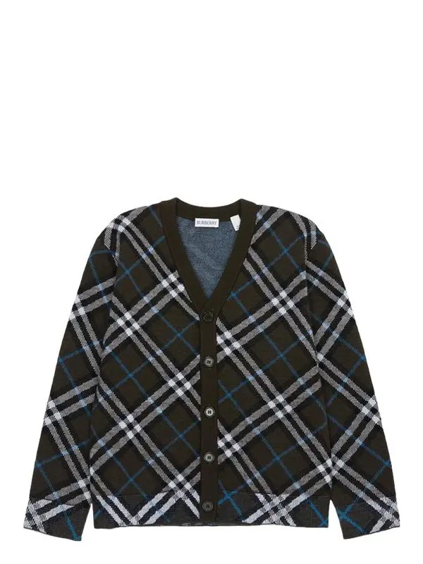 Burberry Checked Jacquard Cardigan - Black