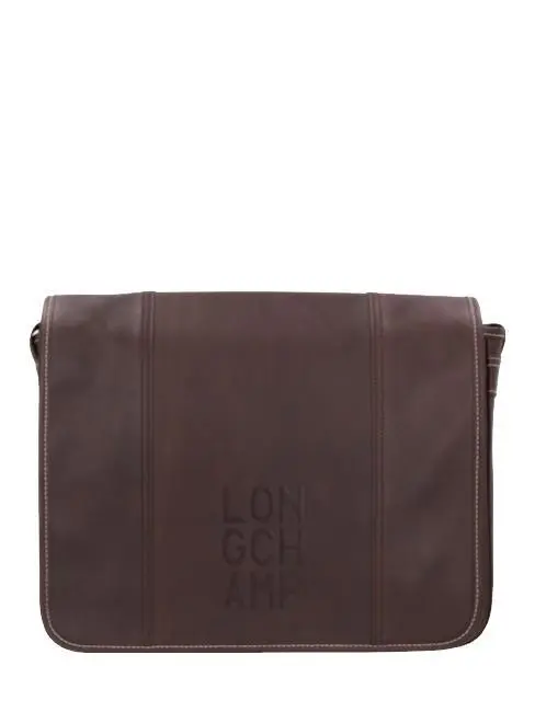 Longchamp Embossed Logo Leather Cross Body Bag - Mocha