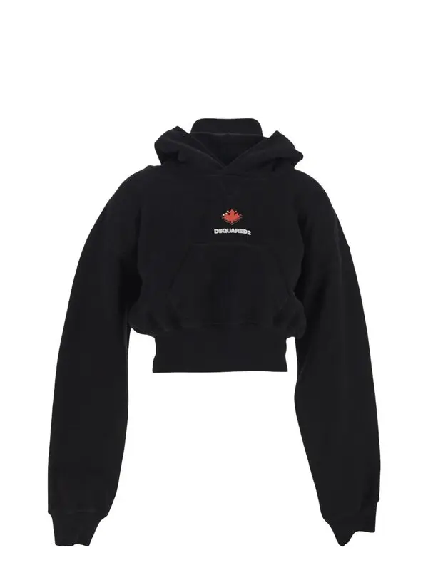 Dsquared2 Logo Cropped Hoodie - Black