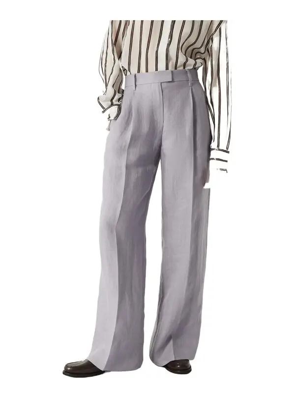 Brunello Cucinelli High-waisted Pleated Wide-leg Trousers - Lavender