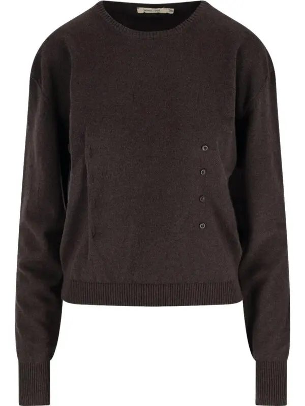 Paloma Wool Long-sleeved Crewneck Jumper With Button Detail - Black