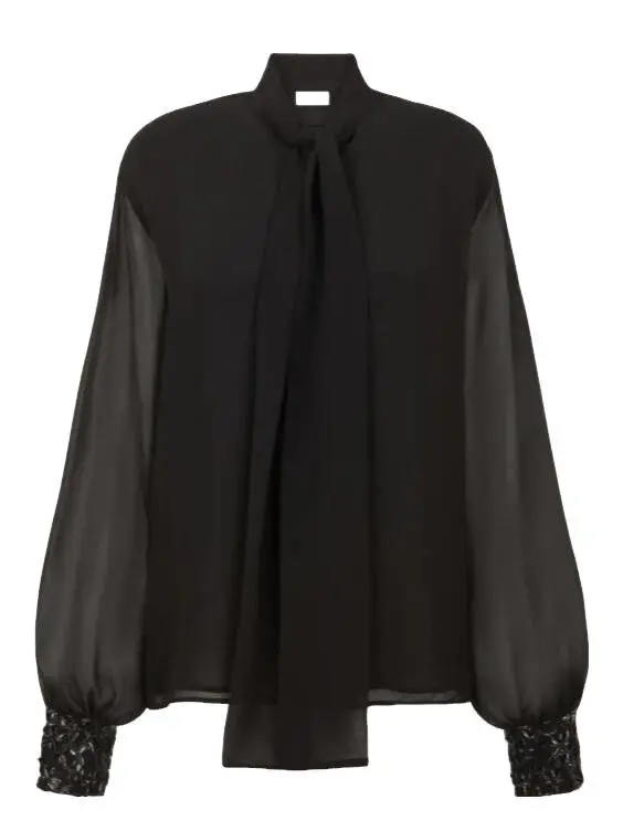 P.a.r.o.s.h Embellished Long Sleeve Blouse - Black