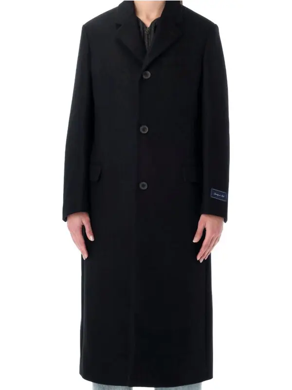 SPORTY  RICH Sporty & Rich Long-sleeved Single-breasted Coat - Black