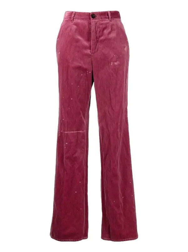 Dsquared2 Logo Embroidered Velvet Trousers - Red