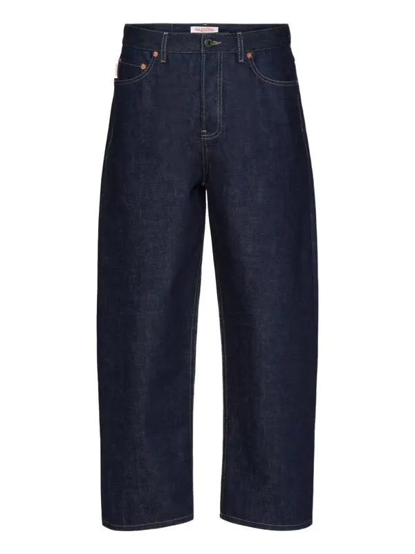 Valentino Garavani Cropped Jeans With Vlogo Detail - Black