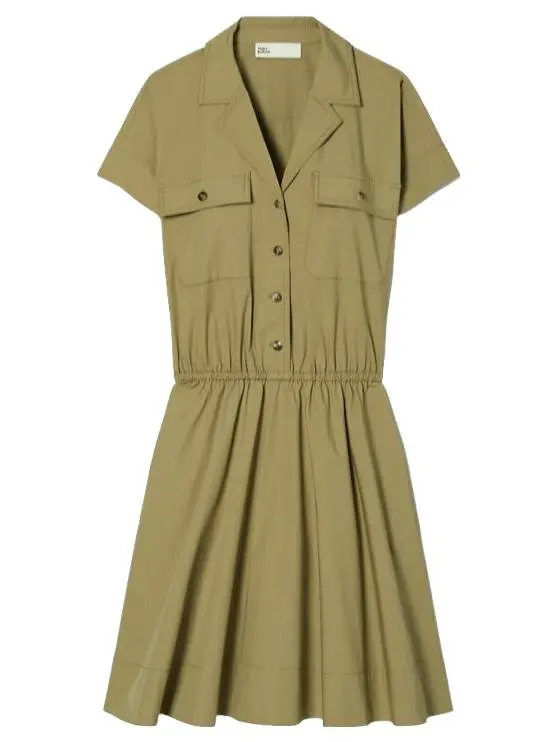 Tory Burch Button-up Mini Dress With Pockets - Green