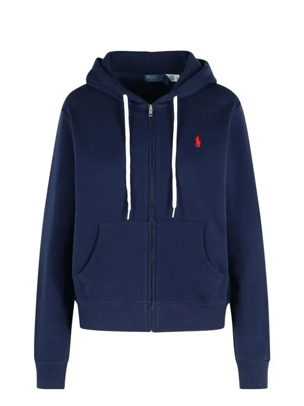 Polo Ralph Lauren Full Zip Hoodie With Logo Detail - Blue