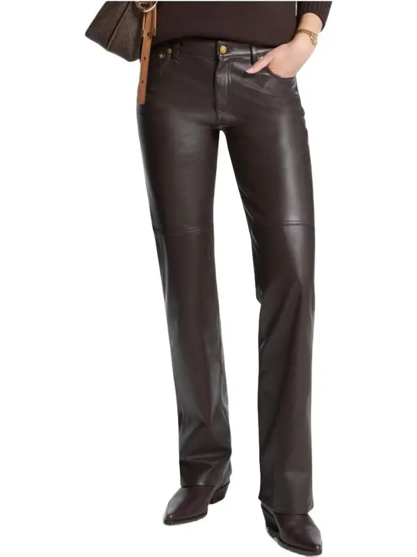 Michael Kors Straight-leg Leather Pants - Black