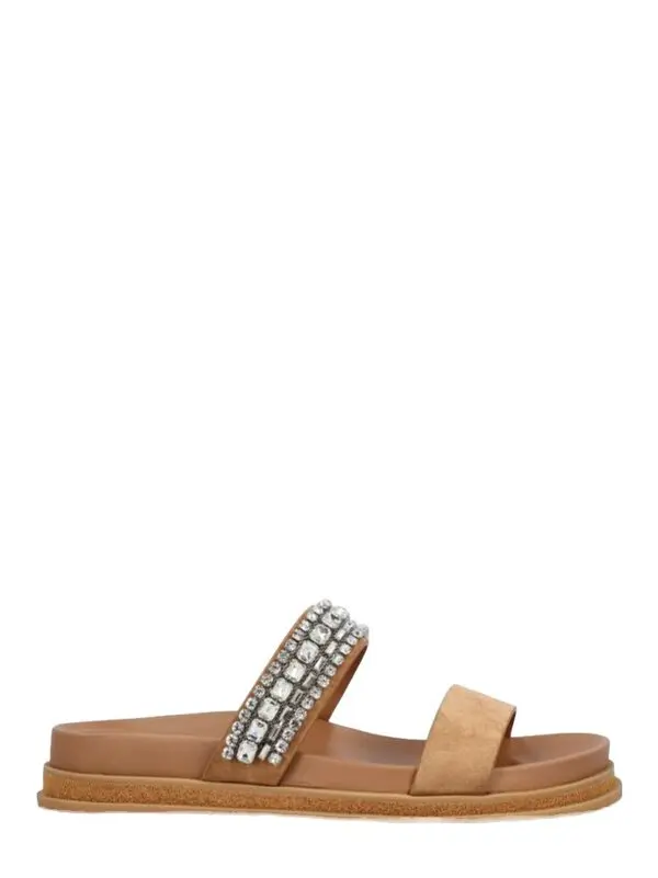 JIMMY CHOO Embellished Flat Sandals - Brown