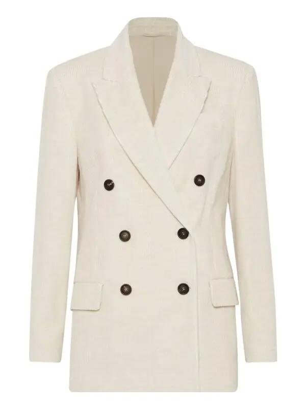 Brunello Cucinelli Double-breasted Corduroy Blazer - Ivory