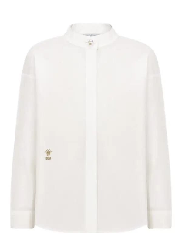 Dior Long Sleeve Shirt With Gold Embroidery - Ivory