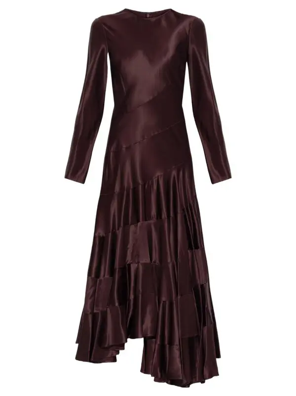 Tory Burch Long Sleeve Tiered Panel Dress - Wine Red